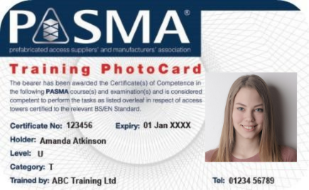 Printed PASMA Card Add-on